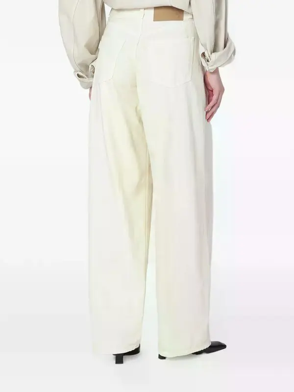 HAIKURE Ivory Wide-leg Jeans With Back Logo Patch