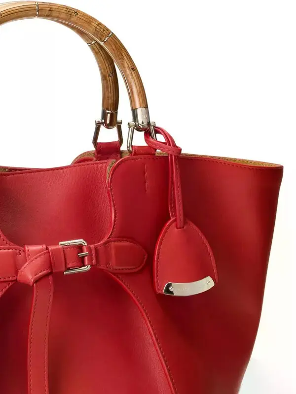 Ralph Lauren Calfskin Tote Bag With Wooden Top Handles