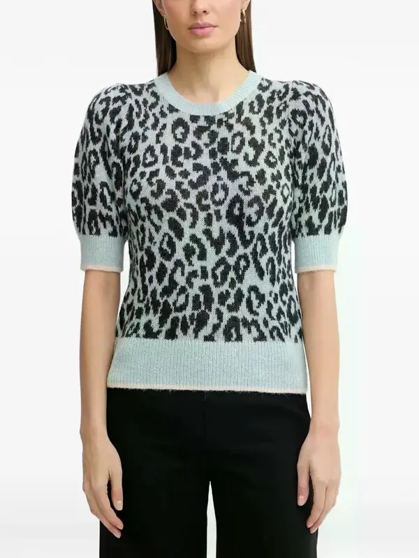 JOOP! Kaston Leopard Print Puff Sleeve Sweater - Blue