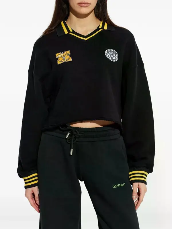 Off-White Appliqué Detail Cropped Jumper