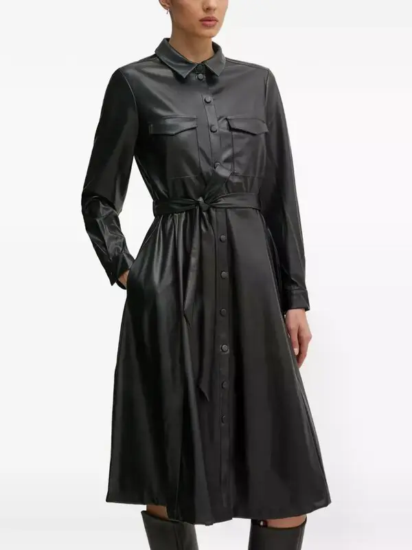 OUI Belted Midi Dress - Black