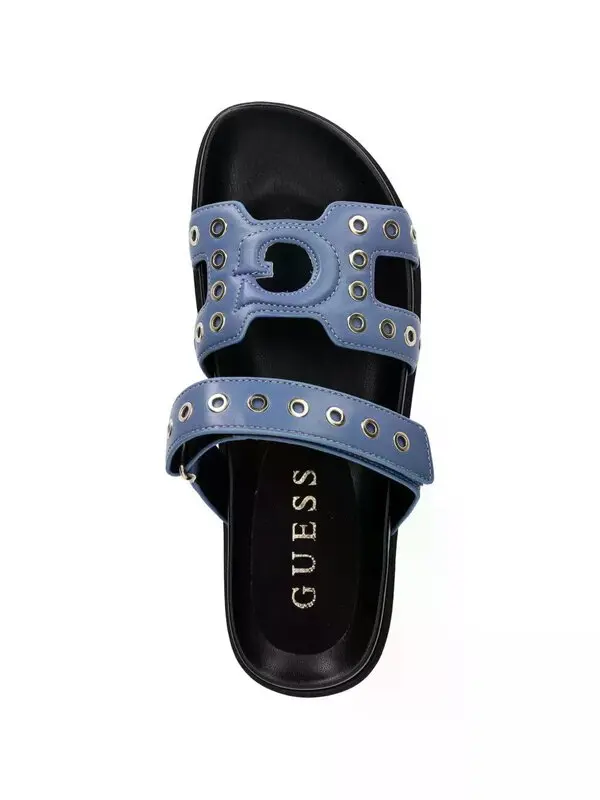 Guess Eyelet Detail Strap Platform Slides - Blue