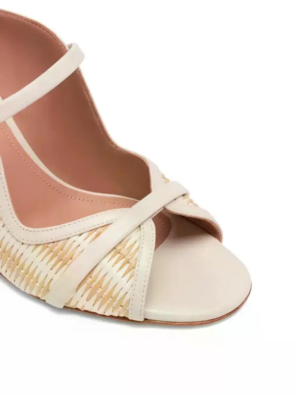 MALONE SOULIERS Raffia Stripe Heeled Sandals