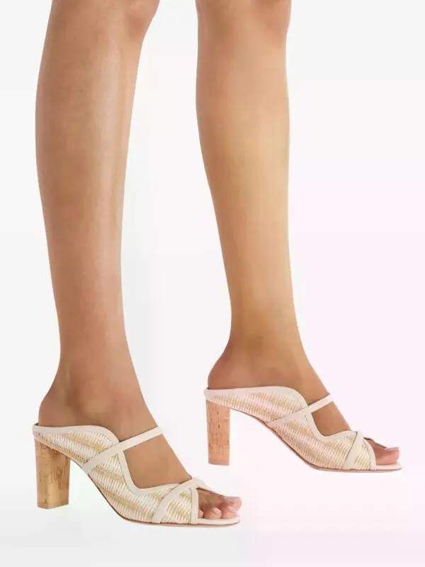 MALONE SOULIERS Raffia Stripe Heeled Sandals