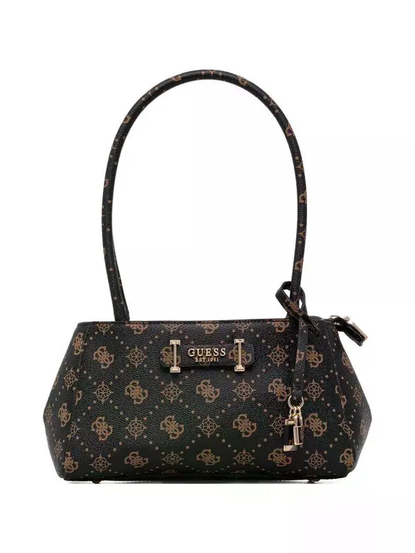 Guess Carrie Monogram Padlock Charm Tote Bag - Brown