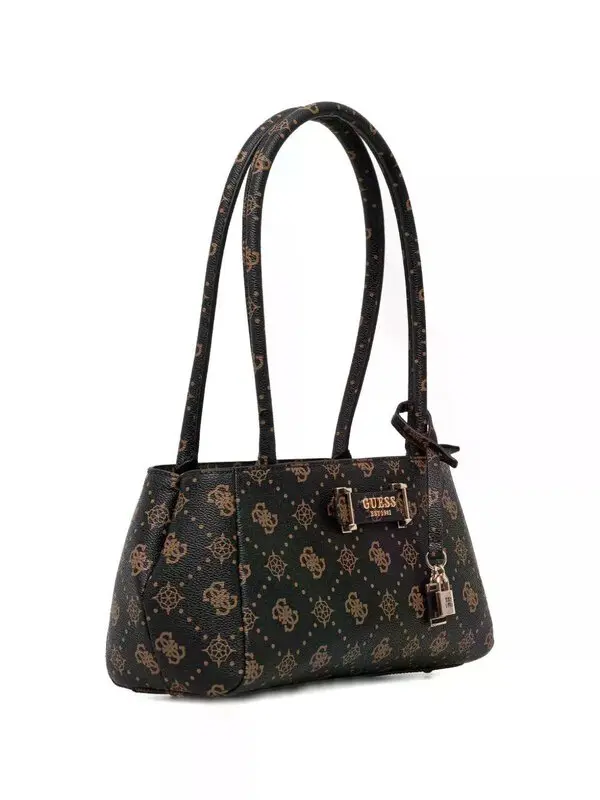Guess Carrie Monogram Padlock Charm Tote Bag - Brown