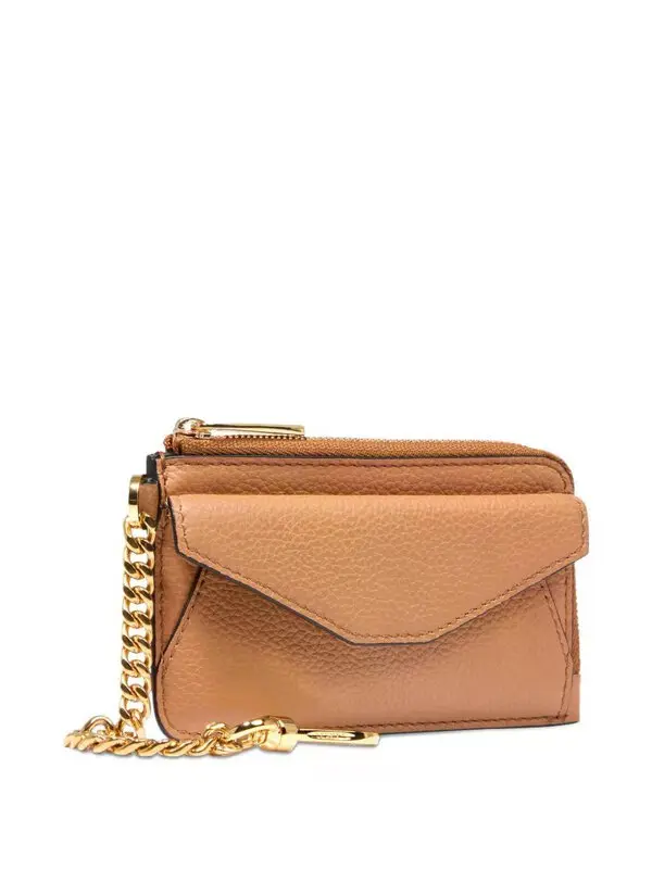 LANCEL Enveloppe Chain-detailed Zip Card Holder - Brown