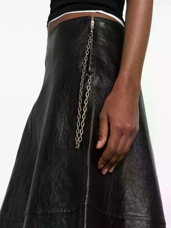 Alexander Wang Chain A-line Leather Midi Skirt