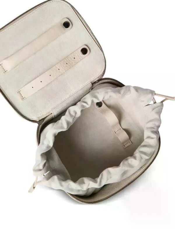 Brunello Cucinelli Grained Calfskin Jewelry Box With Shiny Zipper Pull - Neutrals