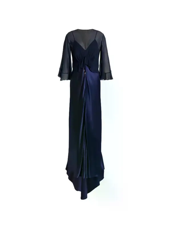 Alberta Ferretti Flared-sleeve Gathered Dress - Blue