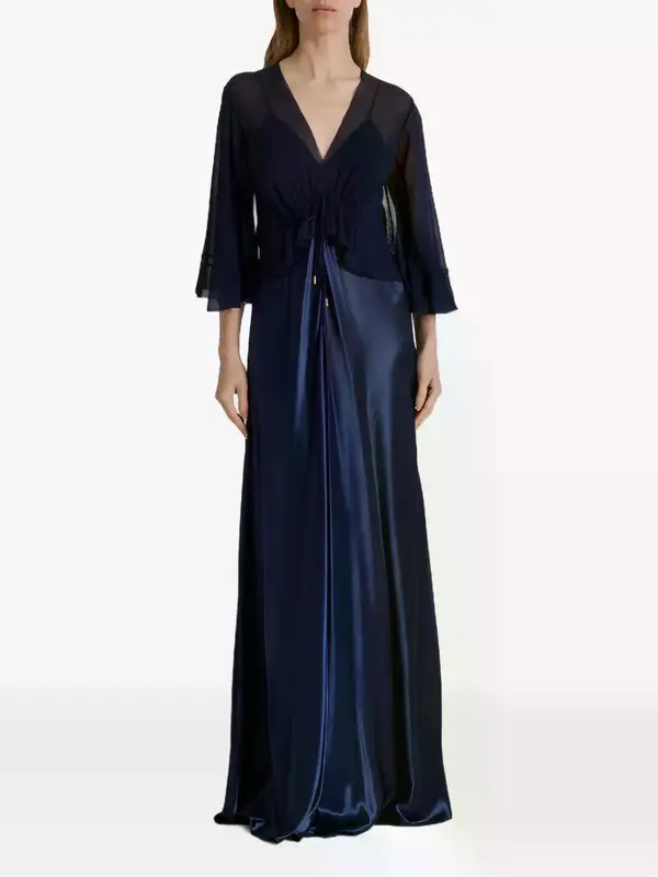 Alberta Ferretti Flared Sleeve Gathered Maxi Dress