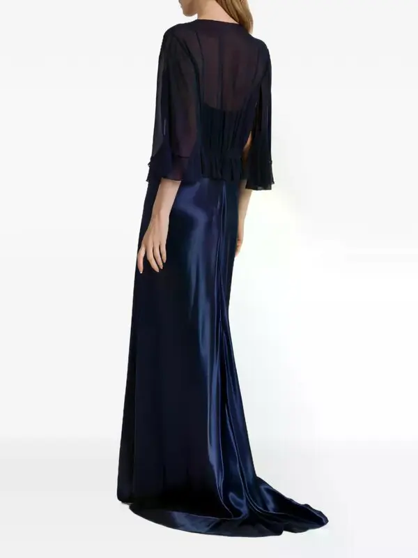 Alberta Ferretti Flared Sleeve Gathered Maxi Dress
