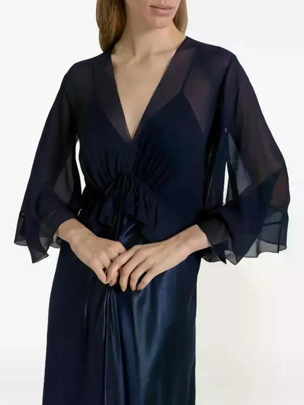 Alberta Ferretti Flared Sleeve Gathered Maxi Dress