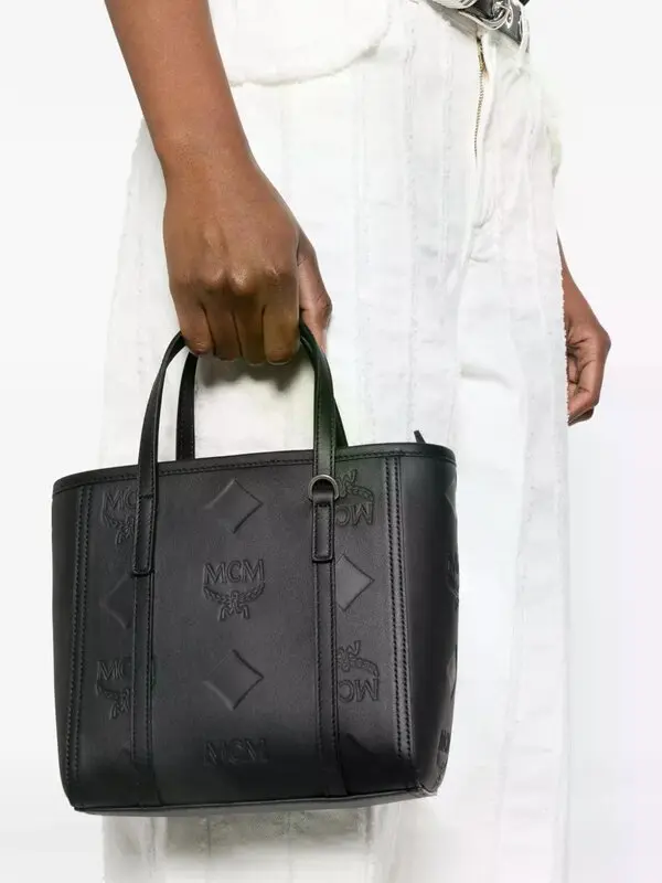 Mcm Logo Embossed Tote Bag