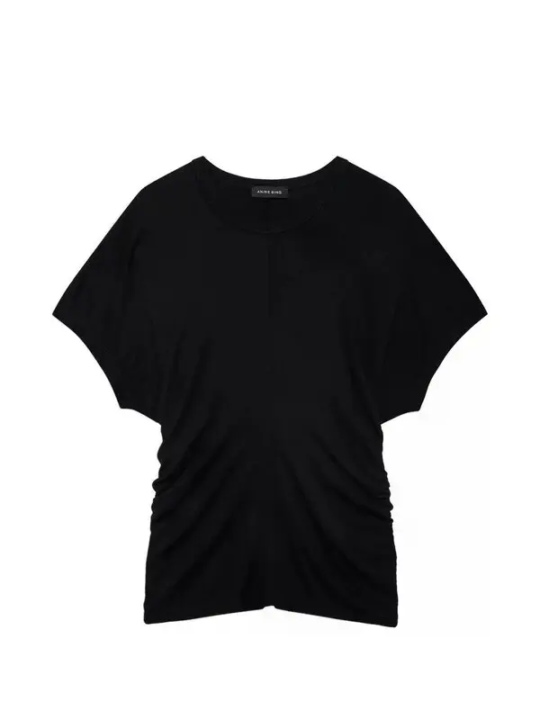 ANINE BING Draped-detail T-shirt - Black