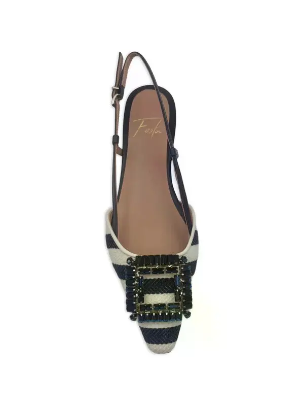 Roberto Festa Striped Buckle-fastening Flat Pumps