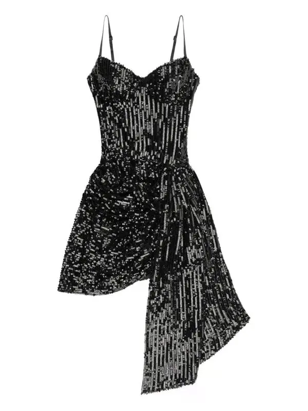 AREA Wrapped Mini Dress - Black