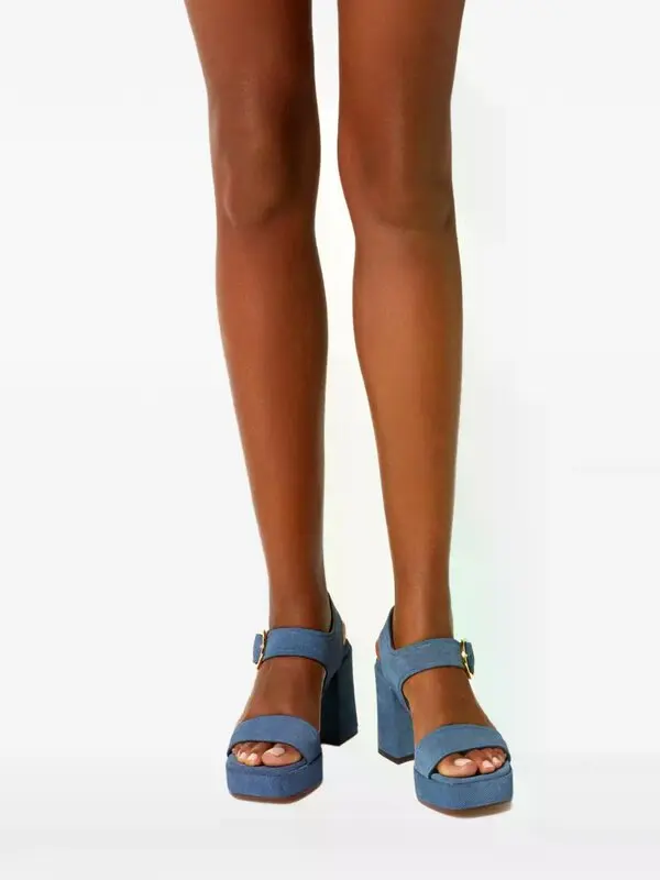 ODISSI Suede Sandals With Buckled Ankle Strap