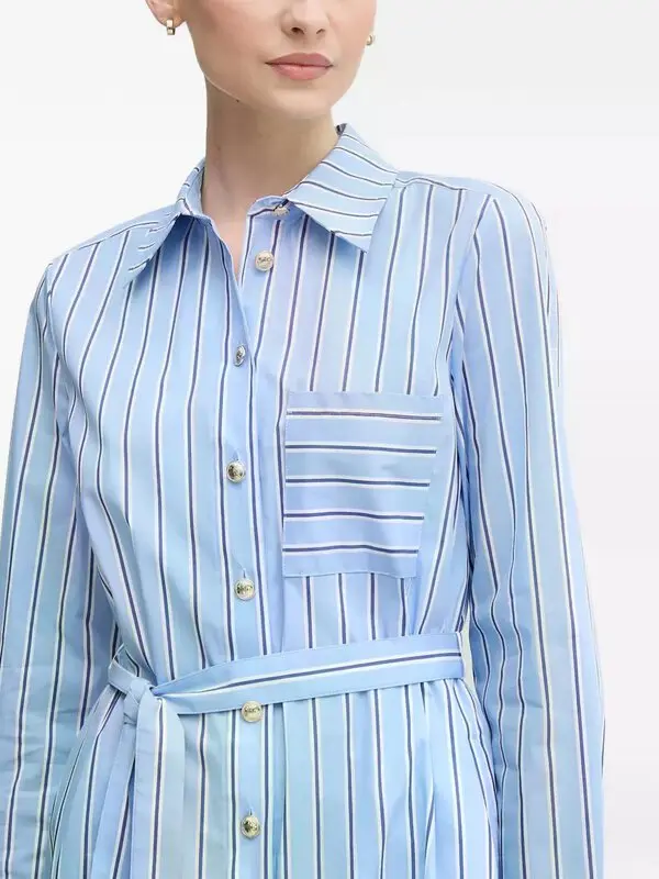 MARC AUREL Striped Belted Mini Shirt Dress
