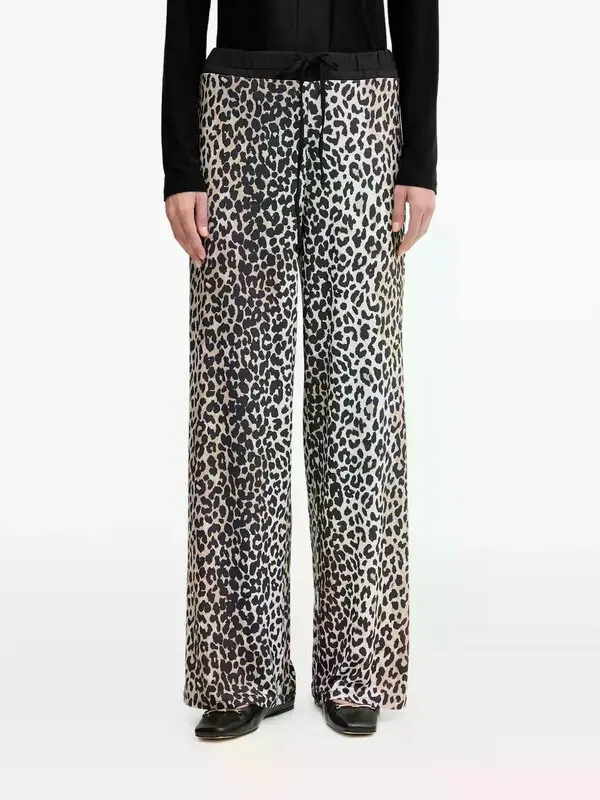OUI Drawstring Animal-print Trousers - Neutrals