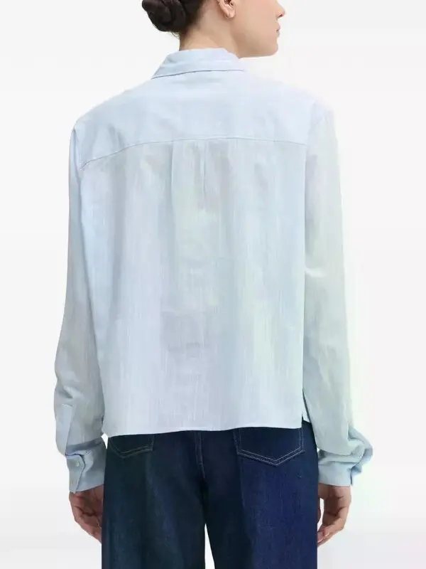 MOS MOSH Light Button-down Shirt With Ladder Stitch Detail - Blue