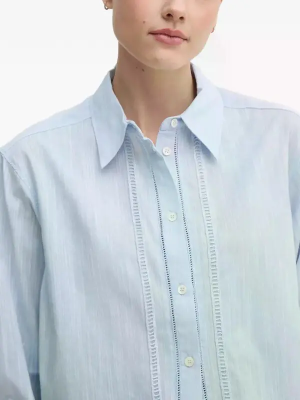 MOS MOSH Light Button-down Shirt With Ladder Stitch Detail - Blue