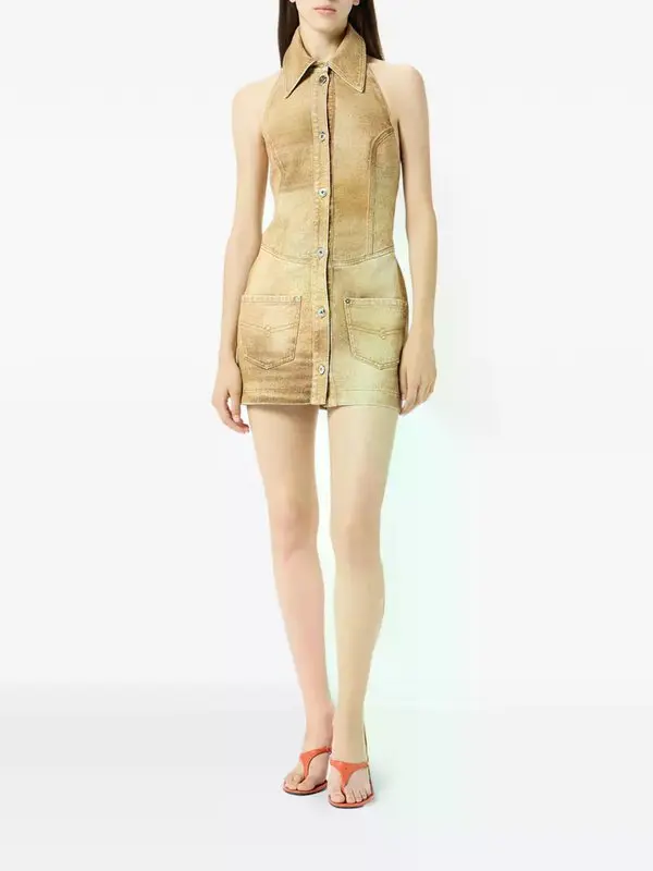 Blumarine Buttoned Print Mini Dress