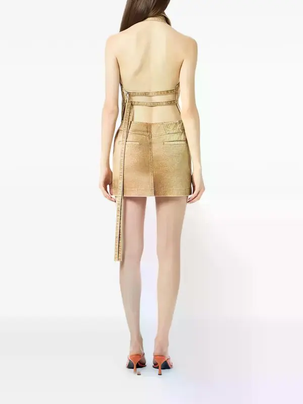 Blumarine Buttoned Print Mini Dress
