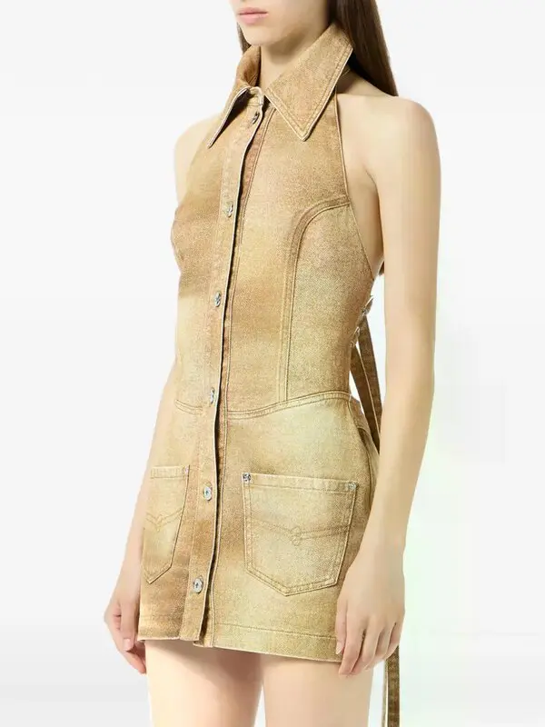 Blumarine Buttoned Print Mini Dress