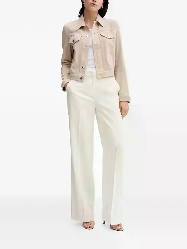 MARC AUREL Beige Buttoned Pocket Cropped Jacket