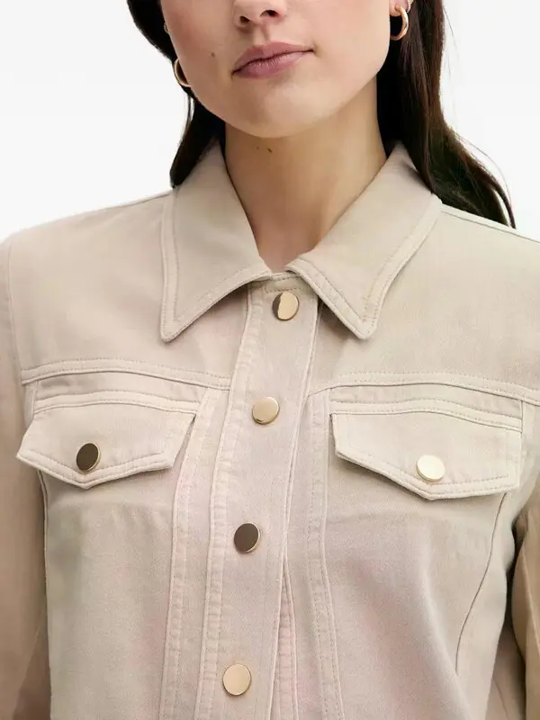MARC AUREL Beige Buttoned Pocket Cropped Jacket