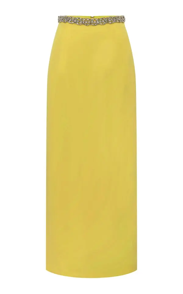 LEO LIN Embellished Satin Maxi Skirt