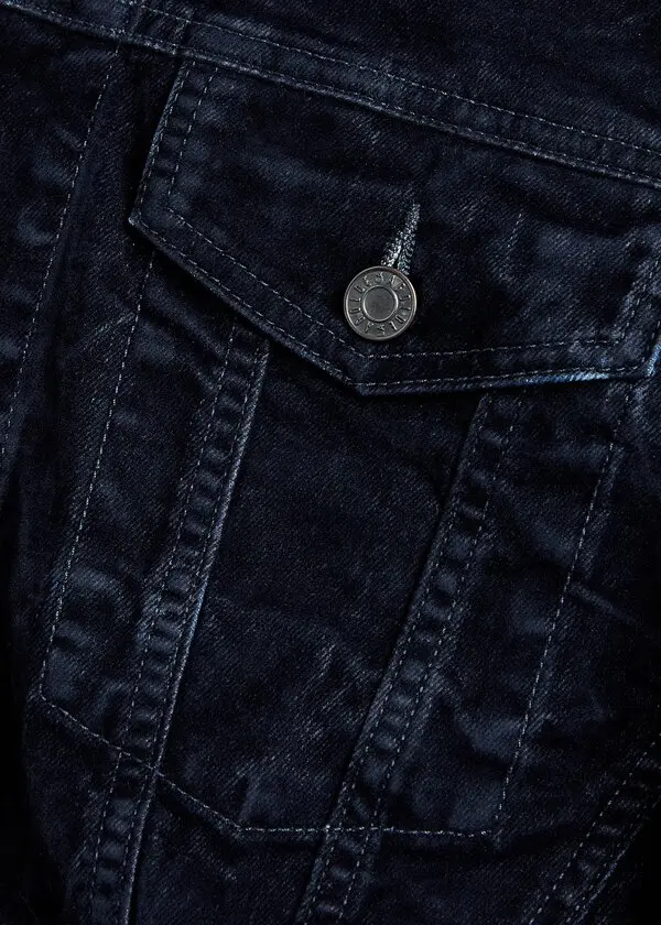 AGOLDE Cropped Velvet Jacket - Navy