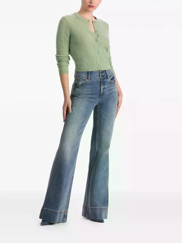 Alice + Olivia Pointelle Knit Cropped Cardigan
