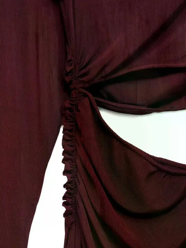 Atlein Bordeaux Gathered Cut-out Maxi Dress - Red