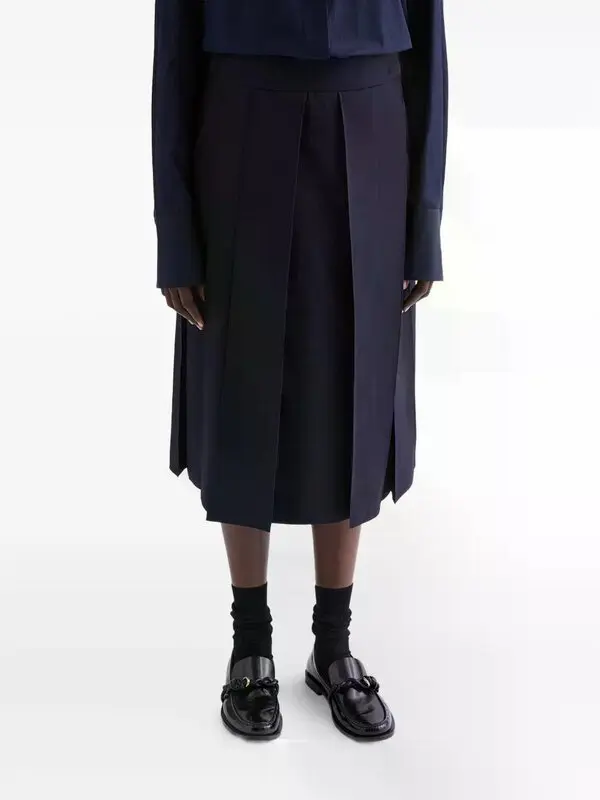 JIL SANDER Pleated Front-wrap Wool Skirt