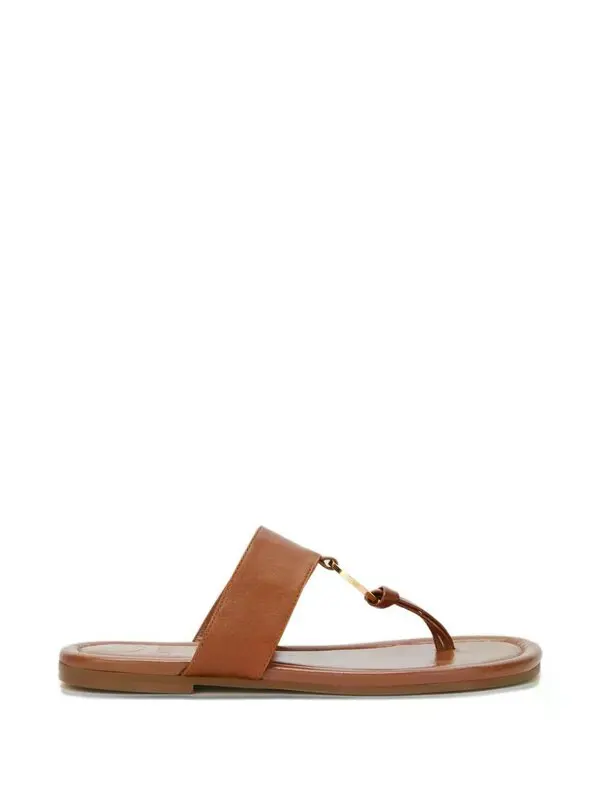 ODISSI Olivia Leather Ring Detail Thong Sandals - Brown