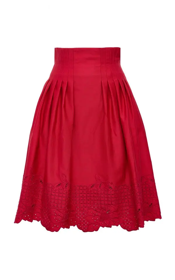 Loretta Caponi Cecina Cotton Skirt - Red