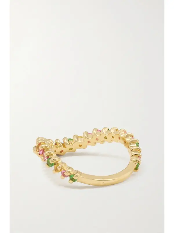 Yvonne Léon Alliance Vague Sapphire And Tsavorite Ring