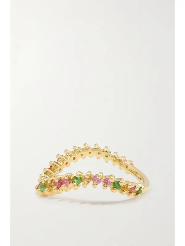 Yvonne Léon Alliance Vague Sapphire And Tsavorite Ring