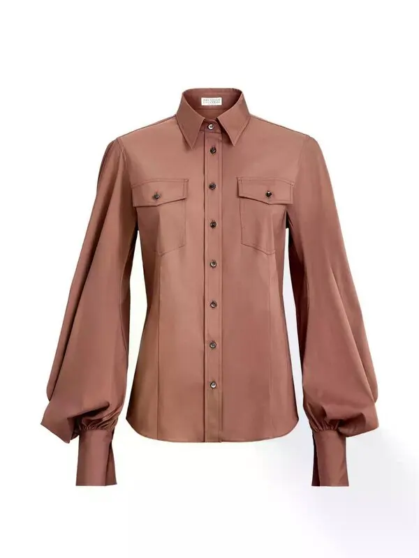 Brunello Cucinelli Balloon Sleeve Pocket Shirt - Brown