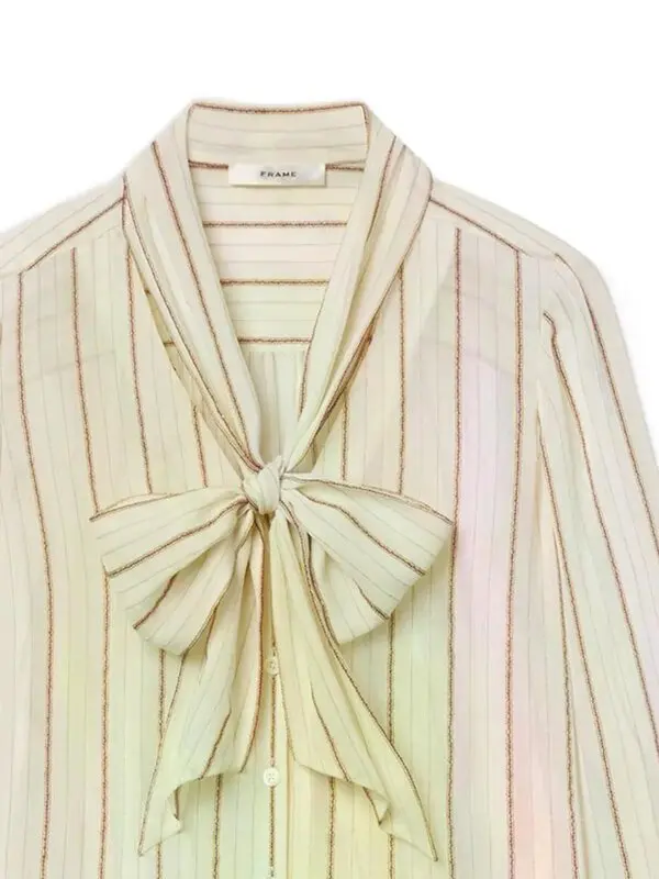 FRAME Striped Blouse With Bow Detail