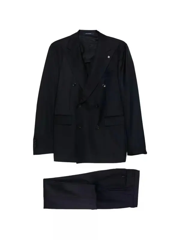 Tagliatore Flap Pockets Double Breasted Suit - Blue
