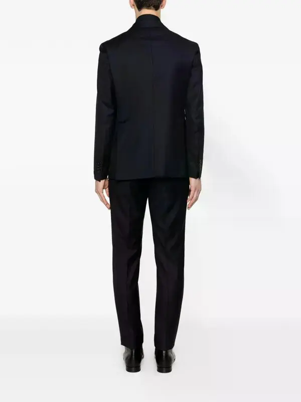 Tagliatore Flap Pockets Double Breasted Suit - Blue