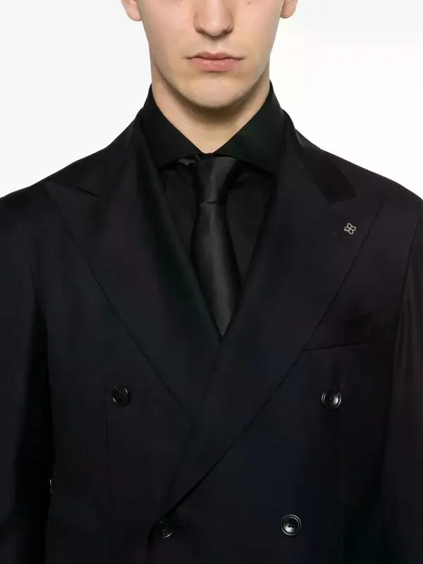 Tagliatore Flap Pockets Double Breasted Suit - Blue
