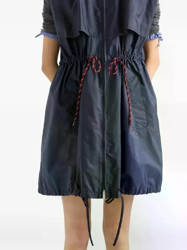 Prada Sleeveless Re-nylon Mini Dress With Drawstring Waist - Blue