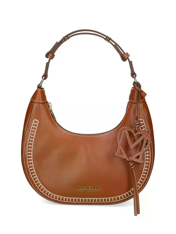 Moschino Heart-charm Stitched Shoulder Bag - Brown