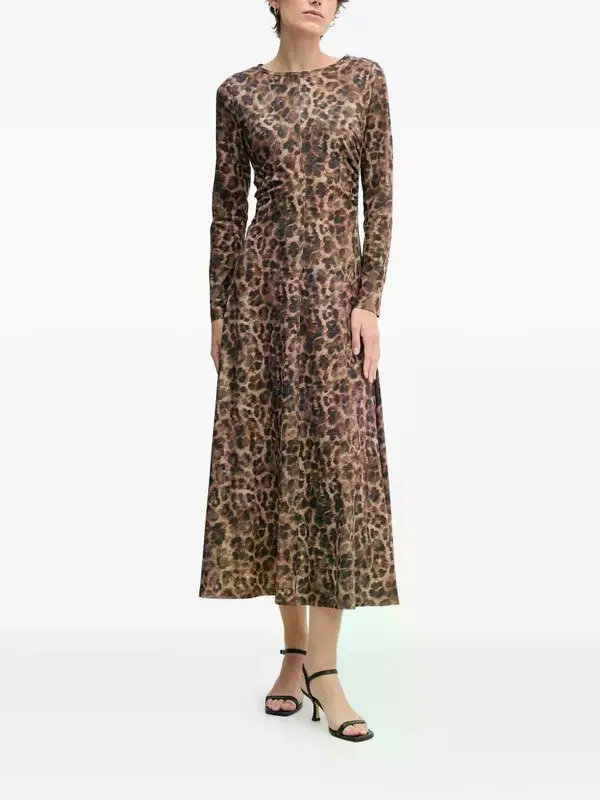 OUI Animal Print Midi Dress - Brown