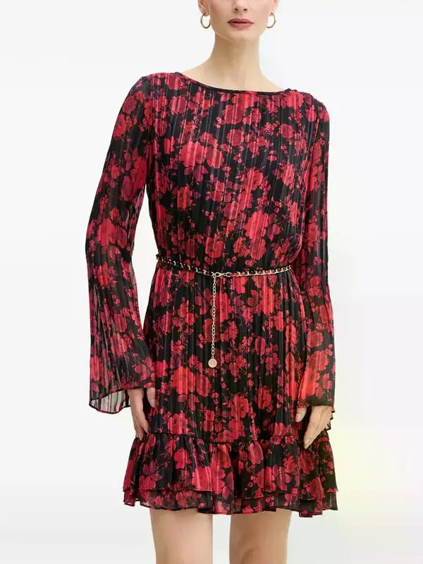 Guess Floral Print Pleated Mini Dress