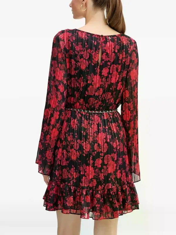 Guess Floral Print Pleated Mini Dress